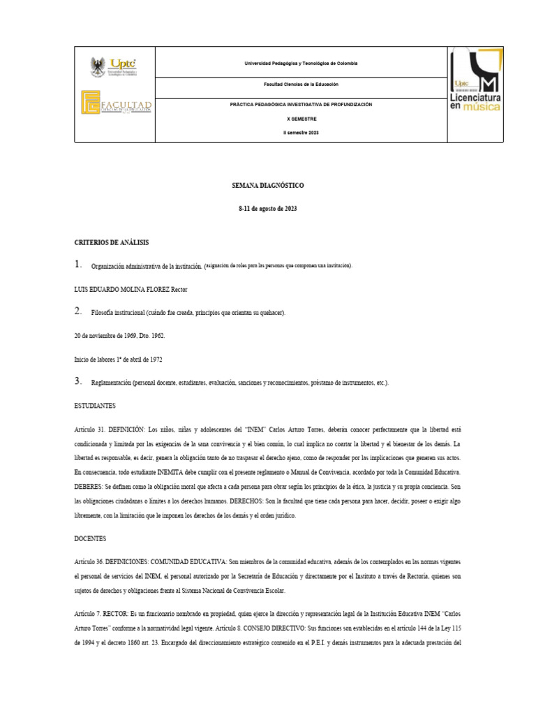 DIAGNÓSTICO Inem | PDF | Institución | Plan de estudios