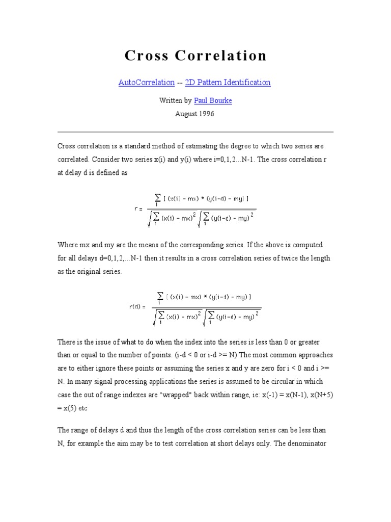Cross Correlation Autocorrelation 2d Pattern Identification Pdf