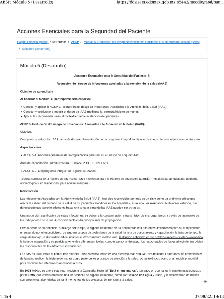 AESP Módulo 5 (Desarrollo) | PDF | Lavado de manos | Enfermedades y ...