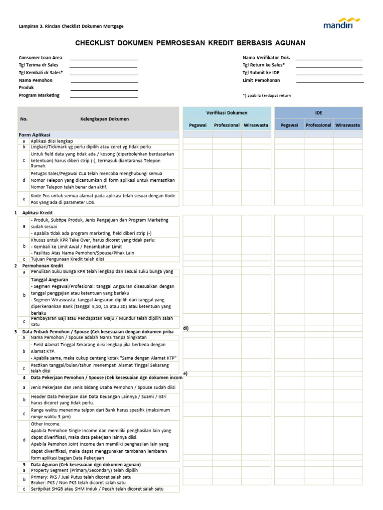 Checklist Dokumen Pengajuan KPR | PDF