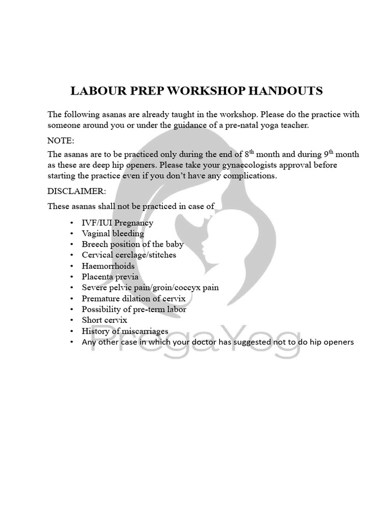 Labour Prep Handouts | PDF | Asana | Human Reproduction