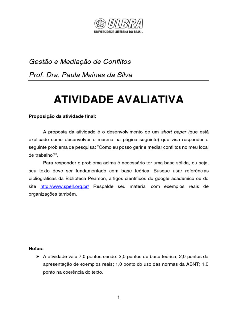 Atividade Avaliativa - AP2 | PDF