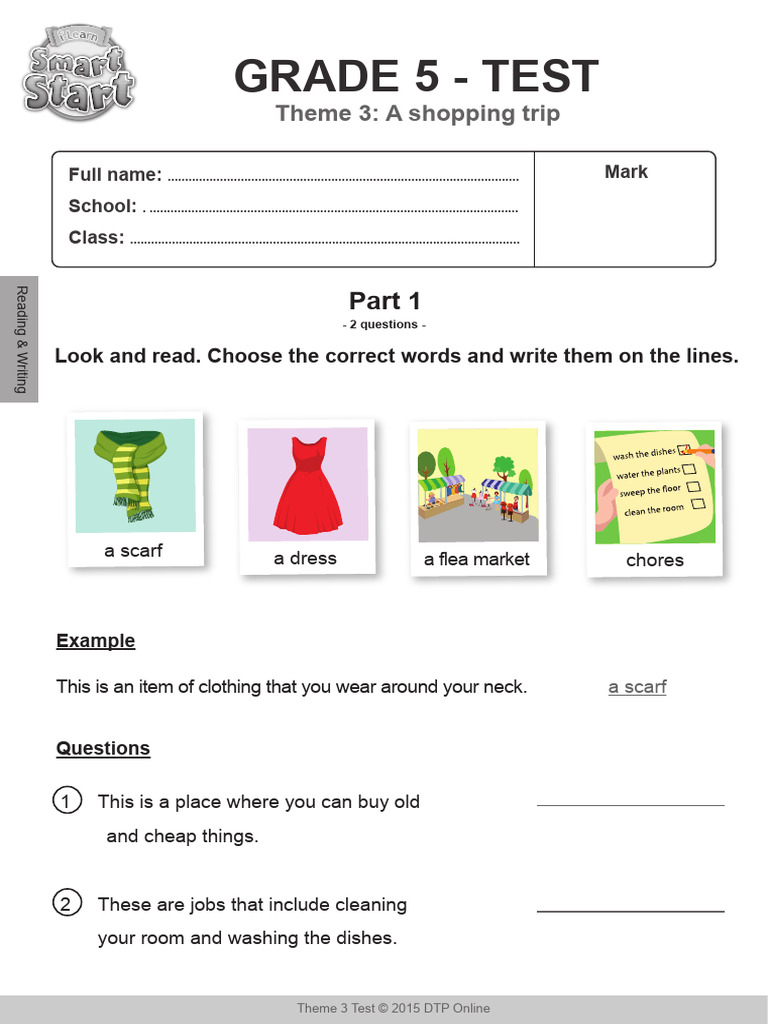 I-Learn Smart Start Grade 5 Theme 3 - Reading - Writing Test | Download ...