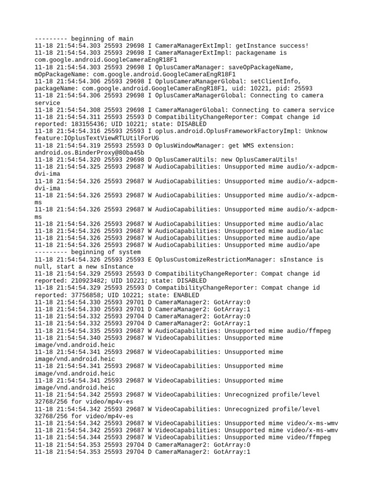 Camera Manager Log Analysis | PDF | System Software | Computer Science