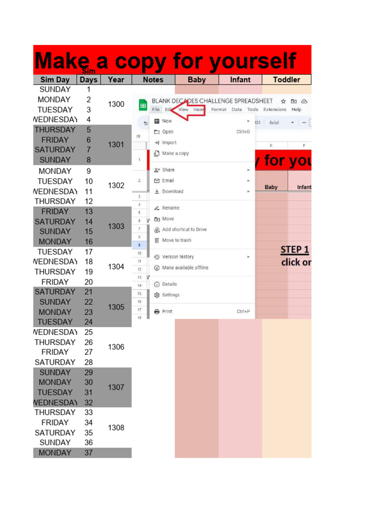 Blank Decades Challenge Spreadsheet | PDF