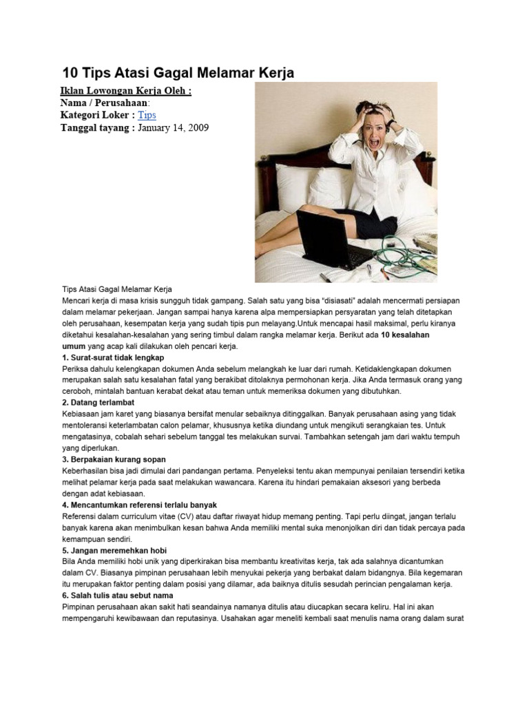 Tips Sukses Melamar Kerja | PDF