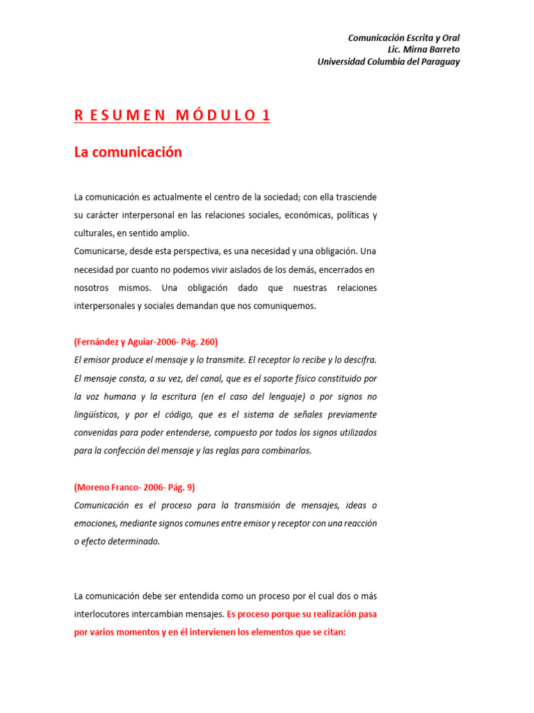 Resumen Del Módulo 1, 2, 3, 4 y 5 CEO-3 | PDF | Comunicación | Sílaba