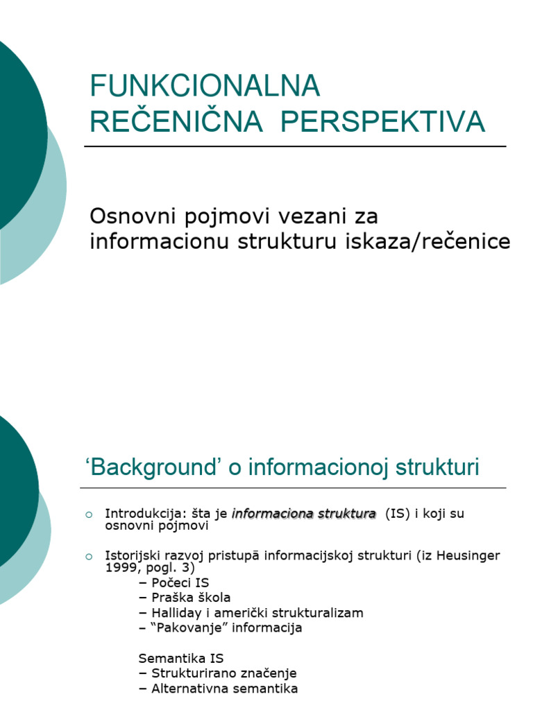 Funkcionalna Recenicna Perspektiva | PDF