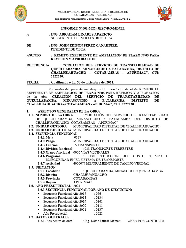 Informe N°001 - Solicito Creacion de Meta | PDF | Presupuesto | Gobierno