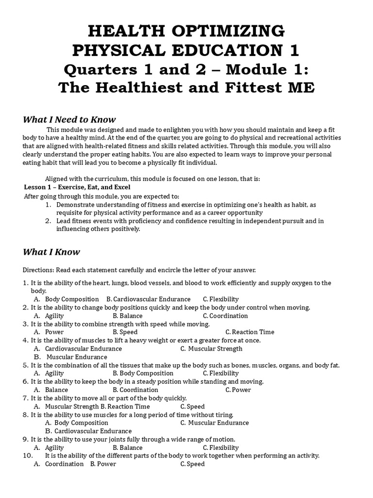 Health and Fitness Module Overview | PDF | Physical Fitness | Human Body