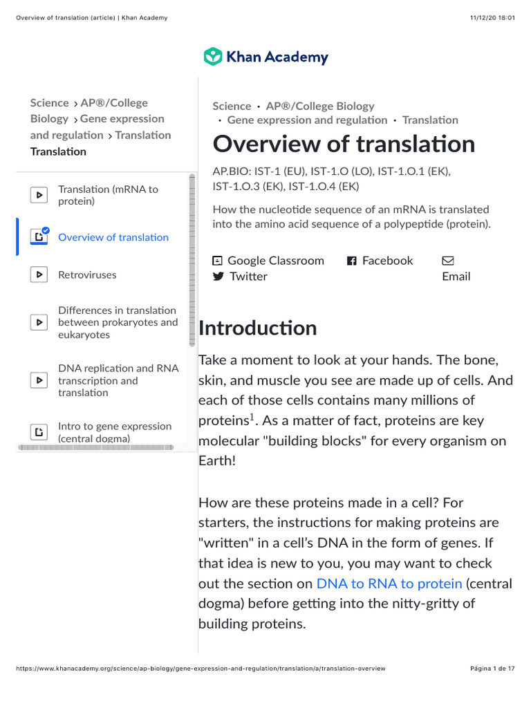 Overview of Translation (Article) Khan Academy | PDF | Translation ...