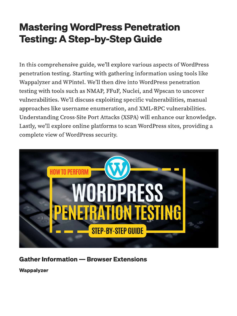 WordPress Penetration Testing | PDF