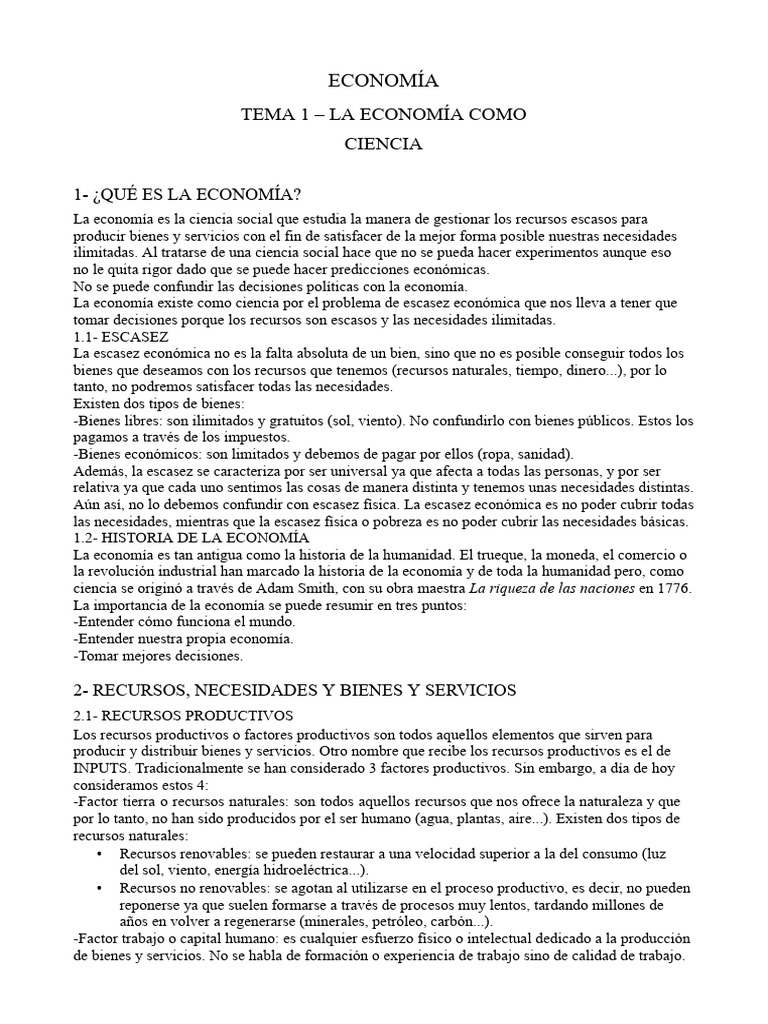 Eco 1 | PDF | Factores de producción | Ciencias económicas