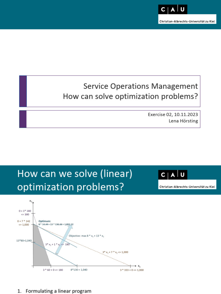 SOM WS23 W02 Exercise LinearProgramming Nosol | PDF | Linear Programming | Mathematical Optimization