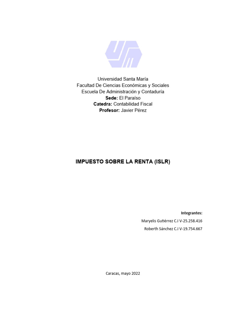 Impuesto Sobre La Renta (ISLR) - Contabilidad Fiscal | PDF | Impuestos ...