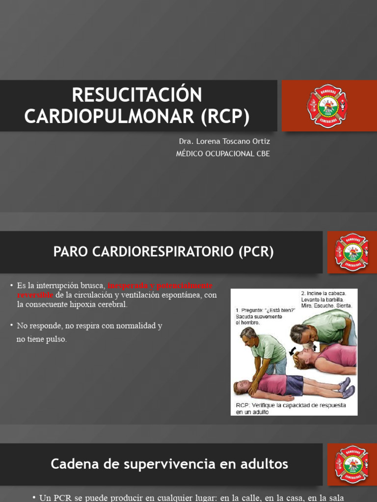 Resucitación Cardiopulmonar (RCP) : Dra. Lorena Toscano Ortiz Médico ...
