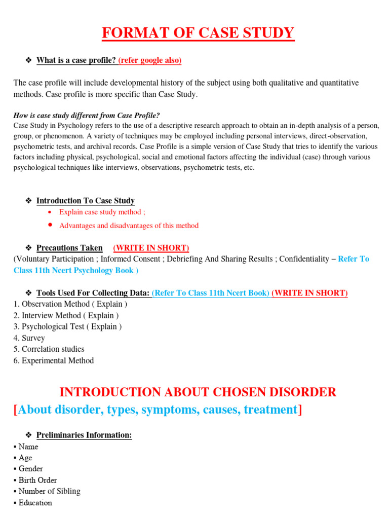 Format of Case Study | PDF | Psychology | Family
