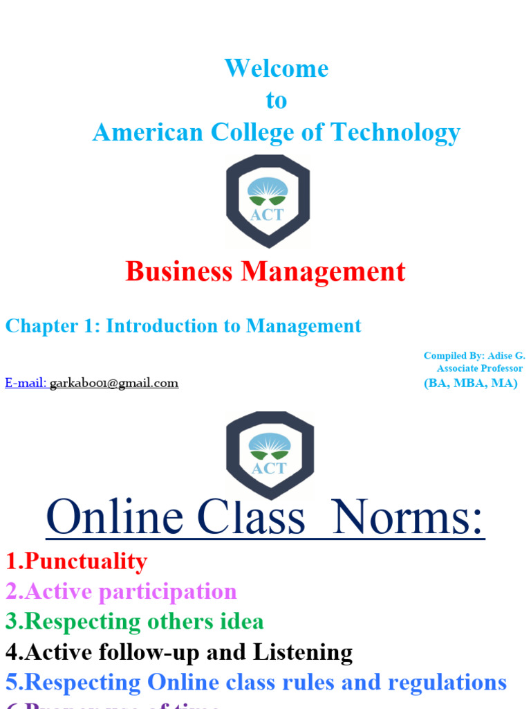 Introduction To Management Revised | PDF | Leadership | Goal