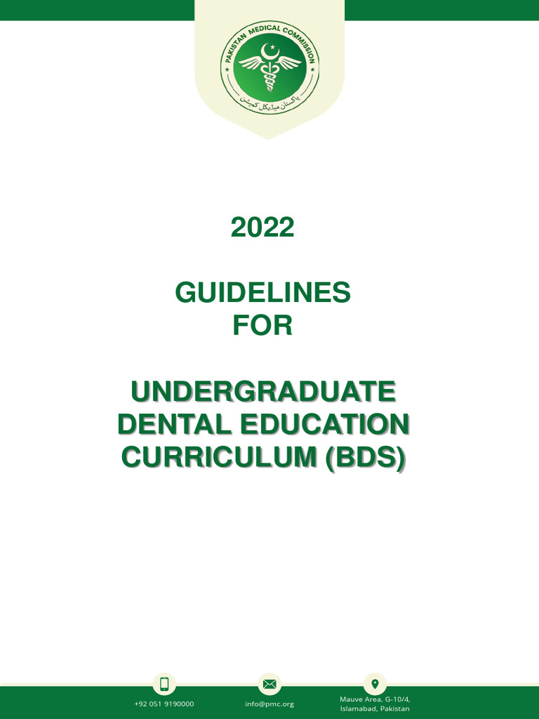 Guidelines For Undergraduate Dental Education Curriculum (BDS) | PDF ...