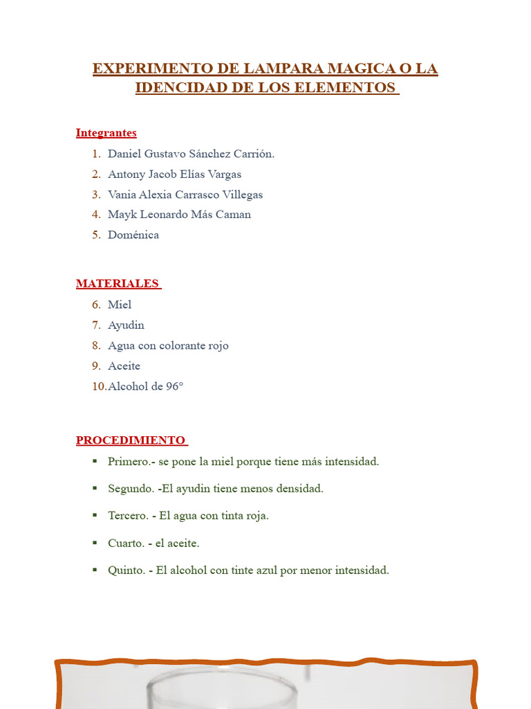 Experimento de Lampara Magica | PDF