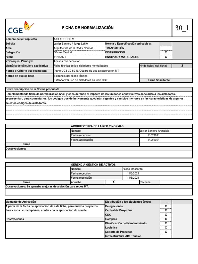 Ficha Normalización N°30 - 1 Aisladores MT | PDF | Business ...