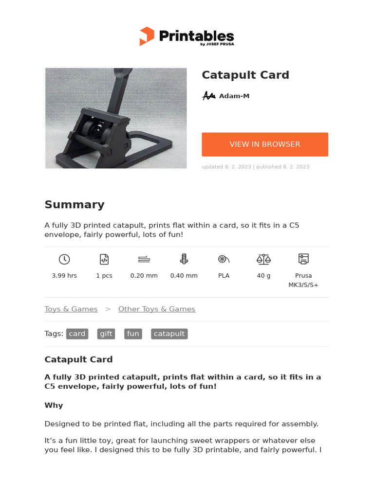 Catapult Card | PDF | Manufactured Goods