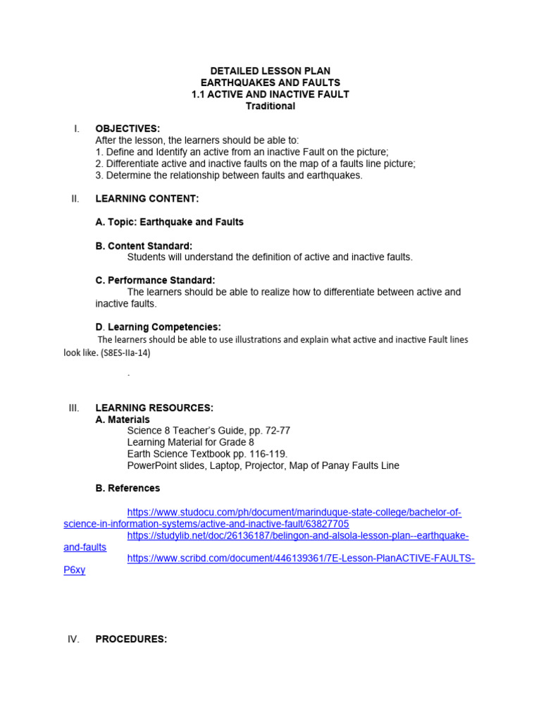 Traditional DLP Active and Inactive | PDF | Fault (Geology) | Earthquakes