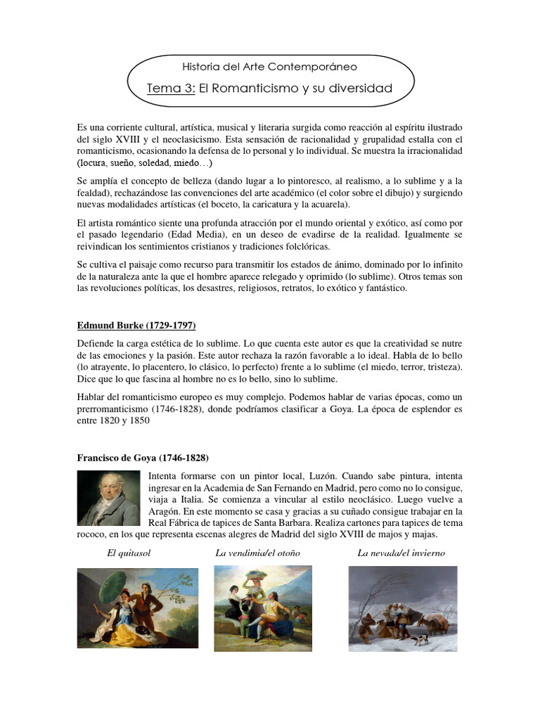 El Romanticismo | PDF | Francisco Goya | Pintura de paisaje