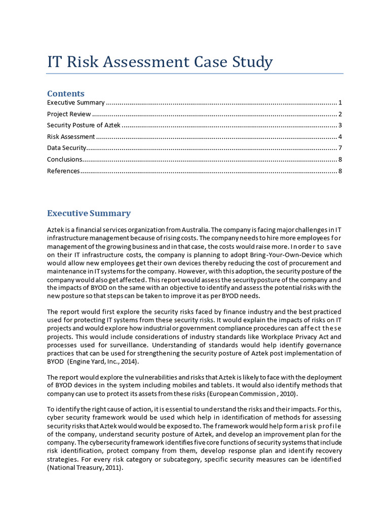 IT Risk Assessment Case Study | PDF | Security | Computer Security