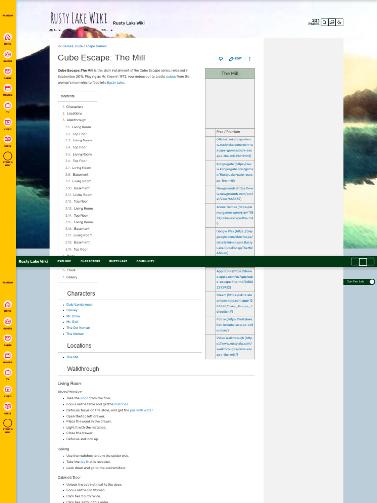 Cube Escape - The Mill - Rusty Lake Wiki - Fandom | PDF