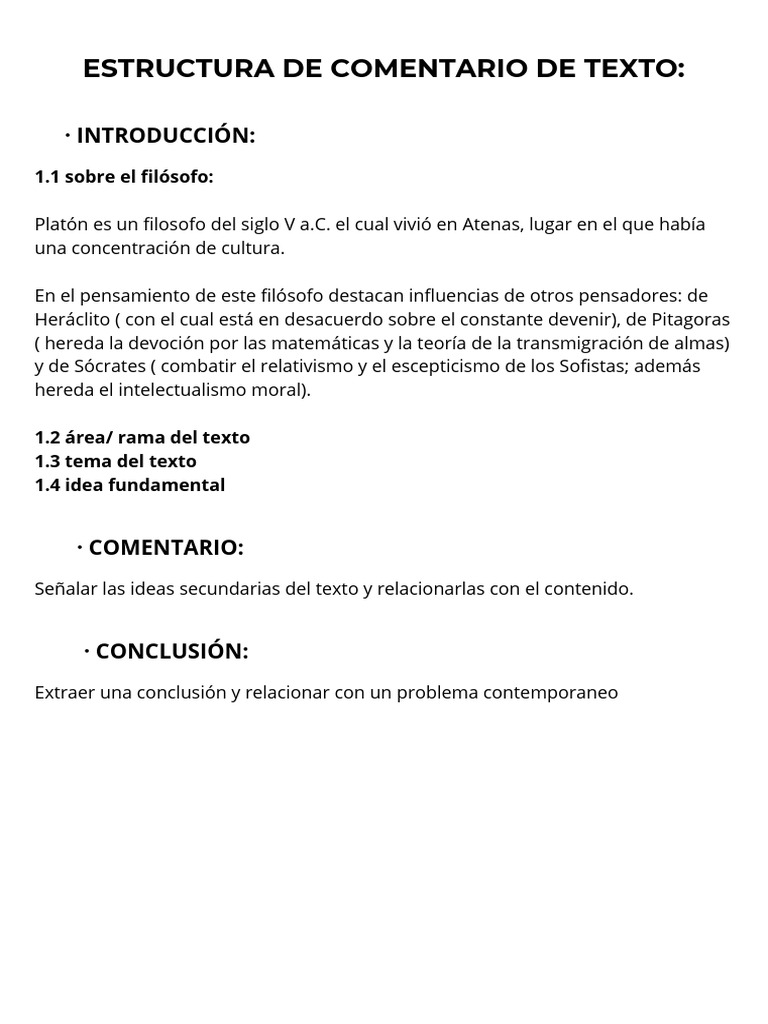 Estructura de Comentario de Texto | PDF Estructura de Comentario de Texto | PDF