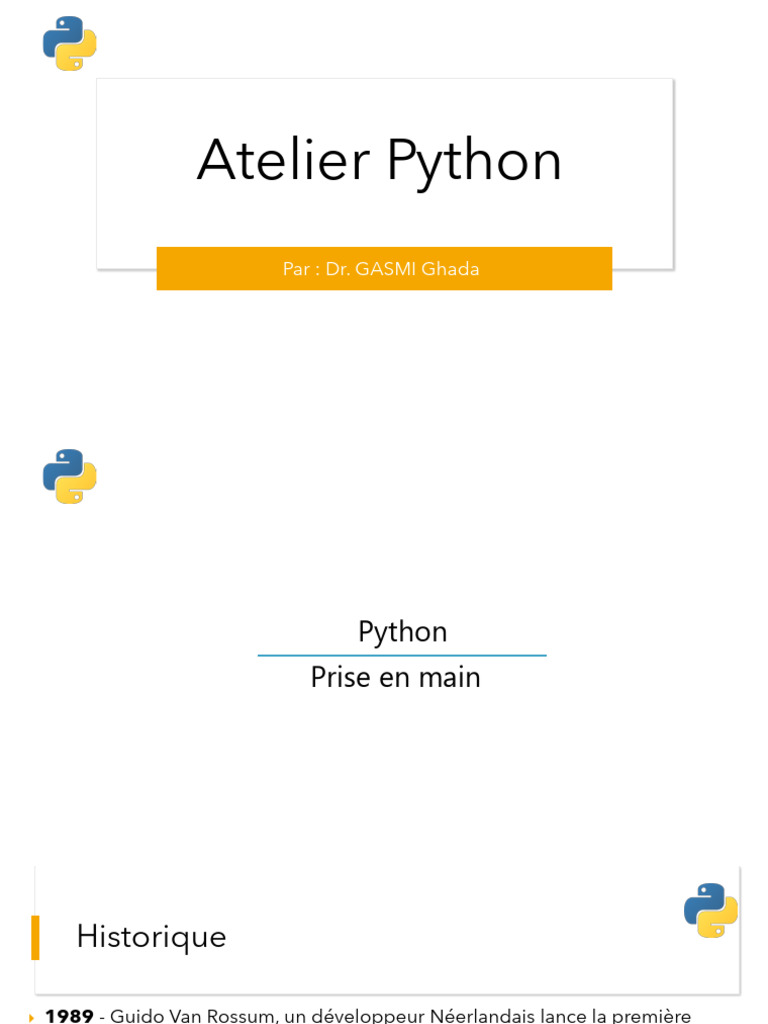Atelier Python1 | PDF | Python (Langage de programmation) | Structure de contrôle