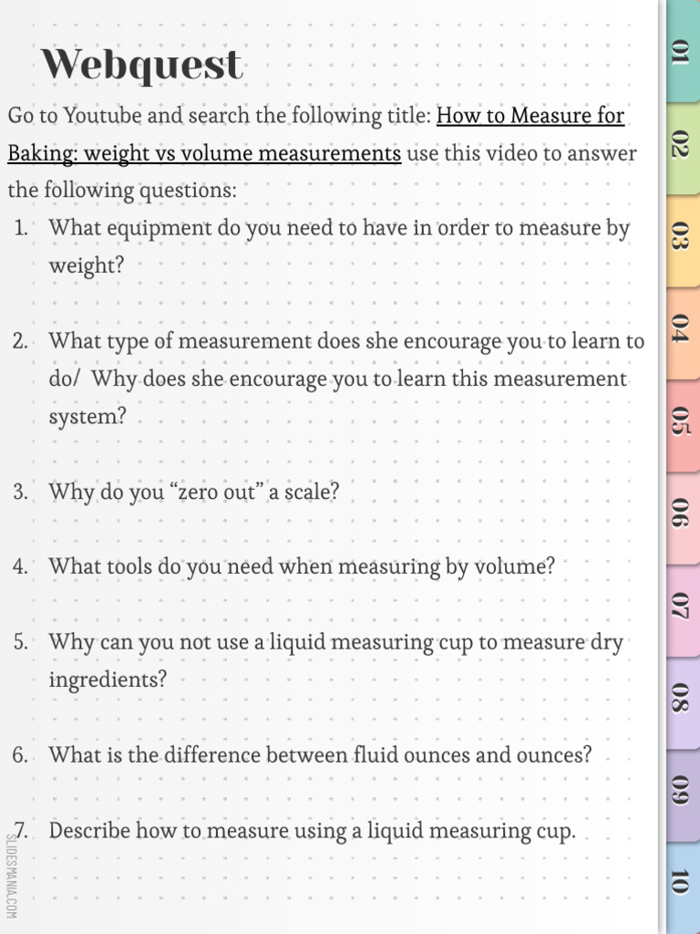 Measurement Notebook Webquest | PDF | Cooking | Food And Drink