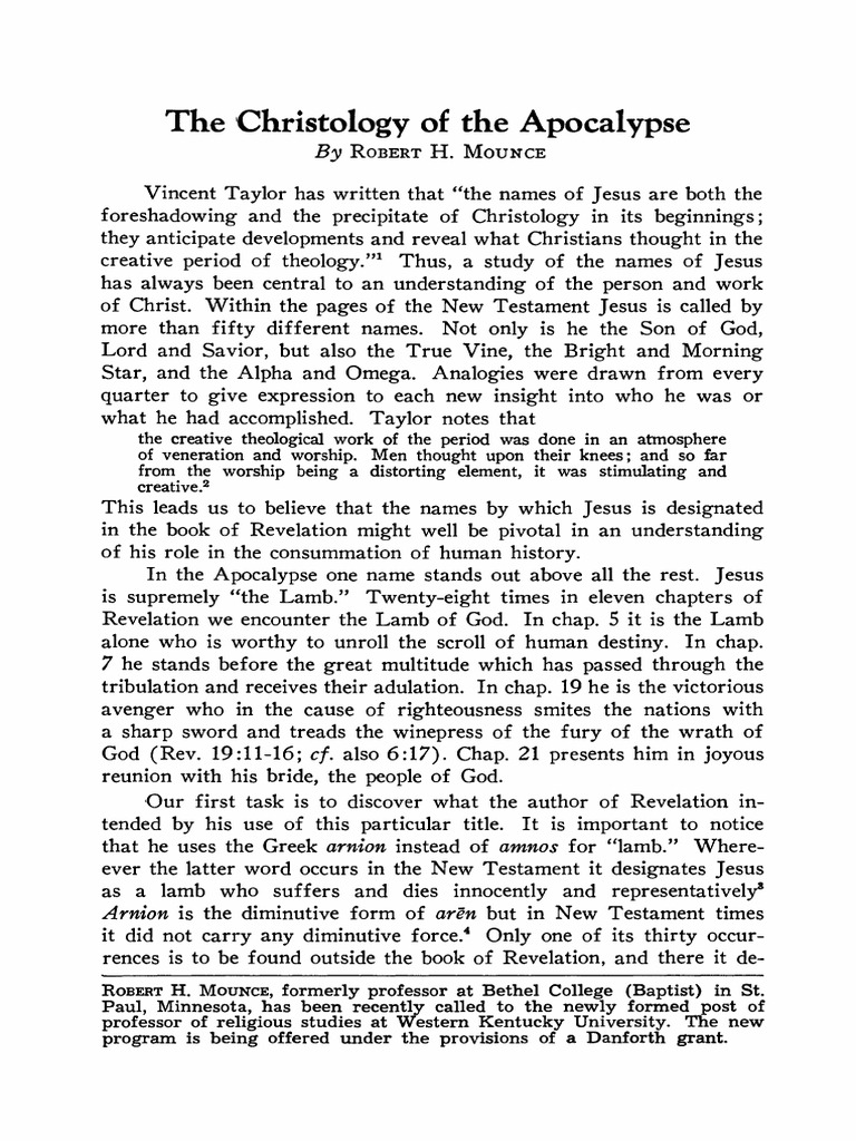 The Christology of The Apocalypse Robert Mounce | PDF | Lamb Of God ...