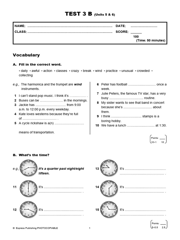 Double Click 1 Test 3B | PDF