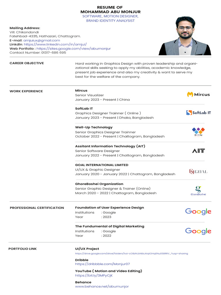 Mohammad Abu Monjur - Resume | PDF | Graphic Design | Bangladesh