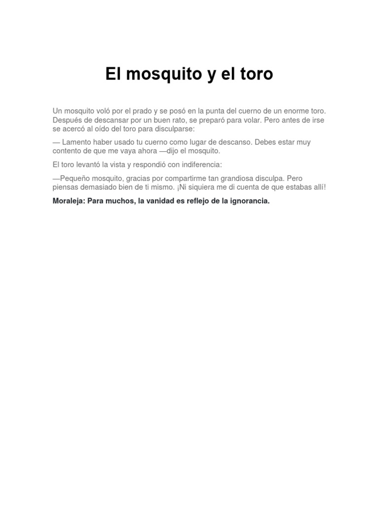 El Mosquito y El Toro | PDF