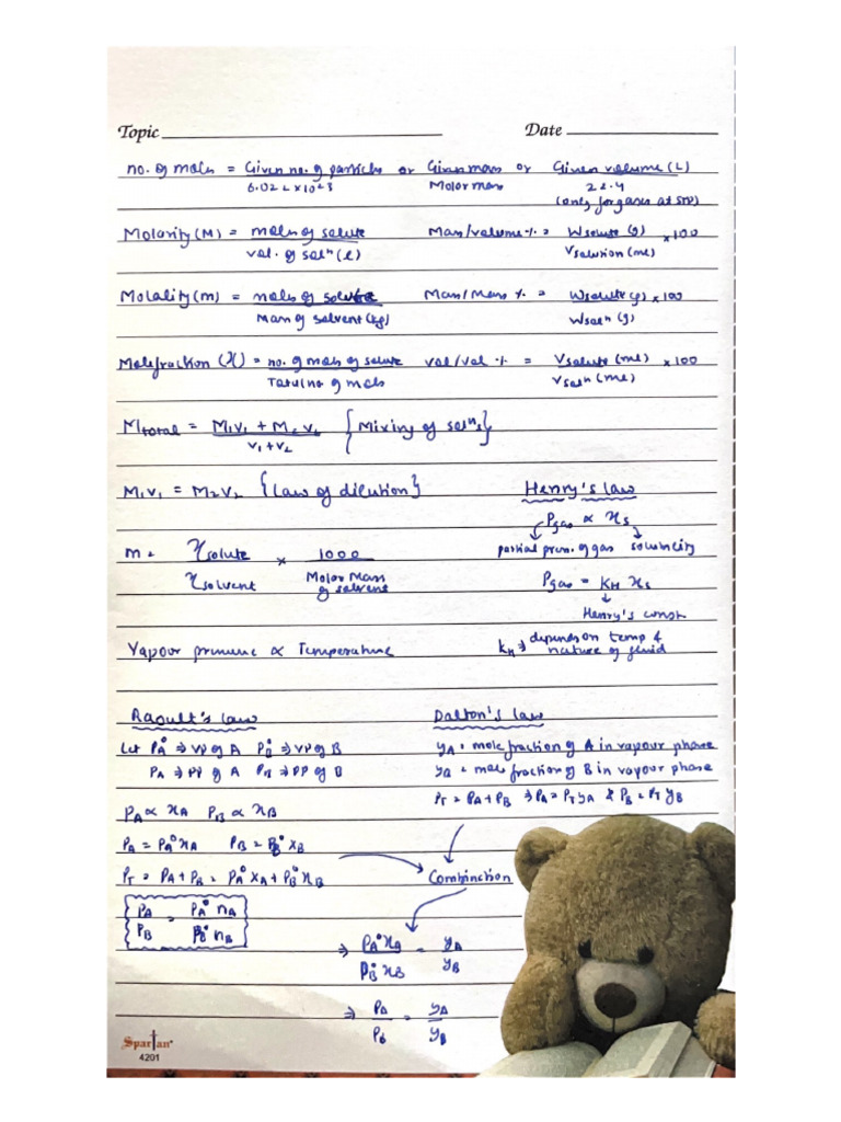 Solutions Chemistry Class 12 Handwritten Notes | PDF