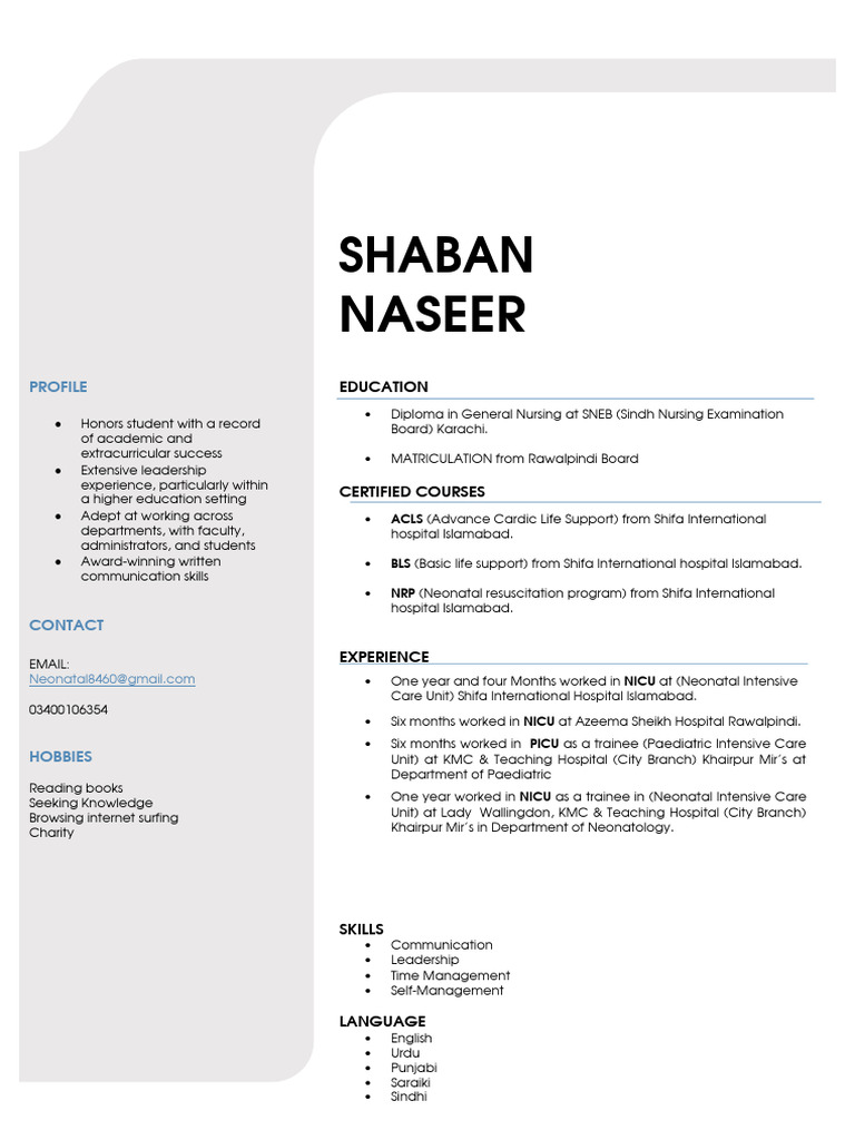 CV Shaban Nicu. | PDF | Neonatal Intensive Care Unit | Neonatology