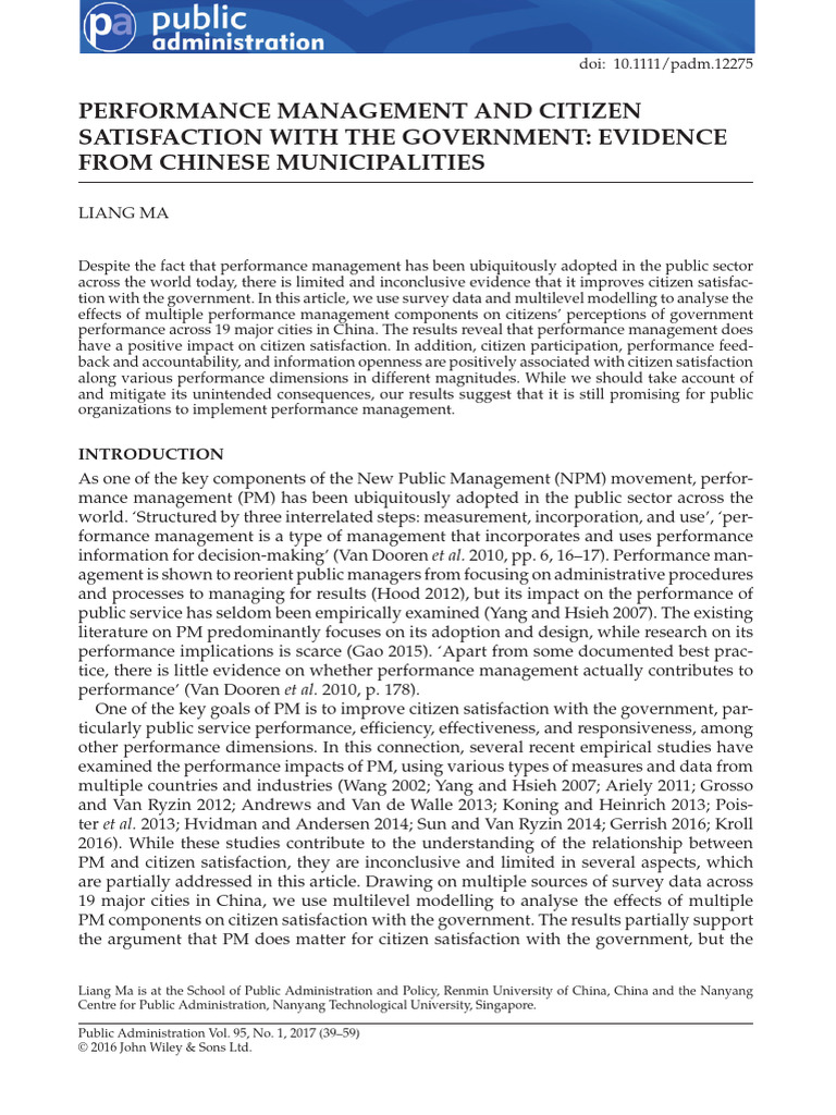 Performance Management and Ciizen Satisfaction | PDF | Multilevel Model