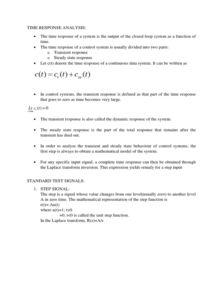1-Module3 - Time Domain Analysis | PDF | Damping | Function (Mathematics) 1-Module3 - Time Domain Analysis | PDF | Damping | Function (Mathematics)