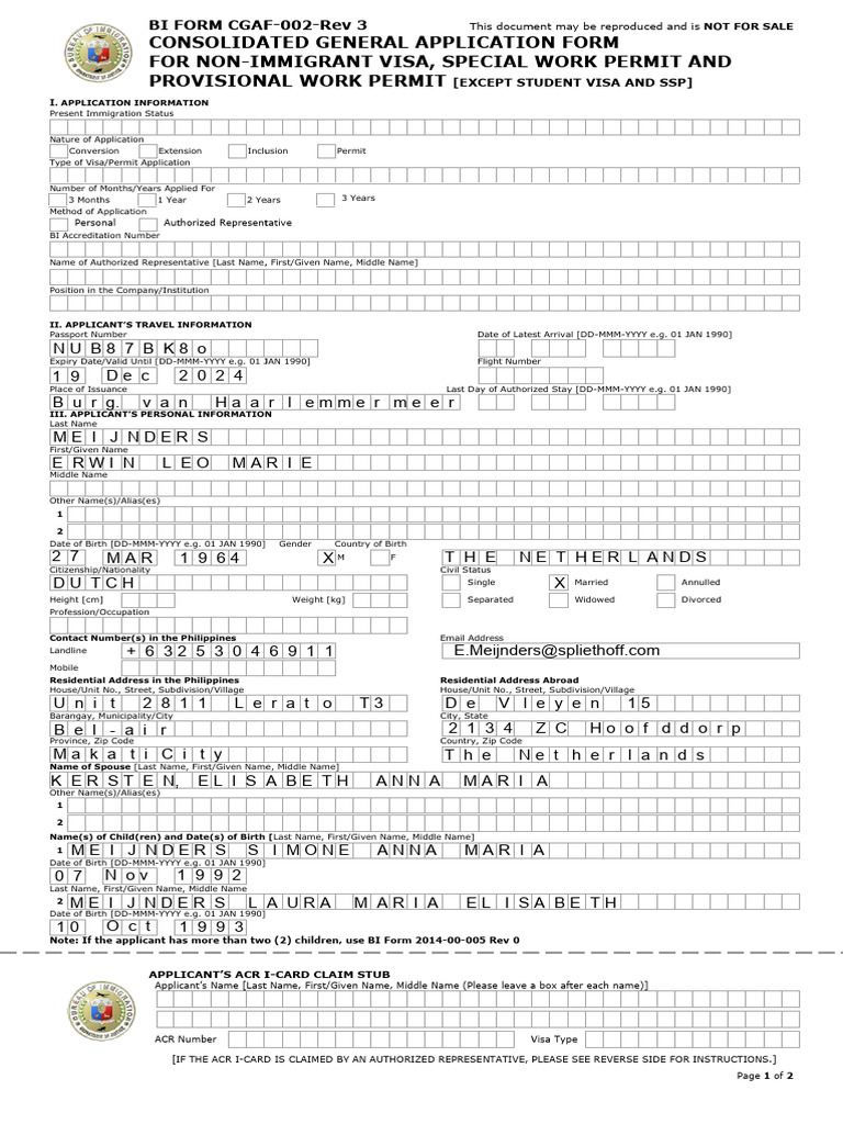 Bi Form Cgaf-002-Rev 3.1 Erwin Meijnders | PDF | Travel Visa | Identity ... Bi Form Cgaf-002-Rev 3.1 Erwin Meijnders | PDF | Travel Visa | Identity ...
