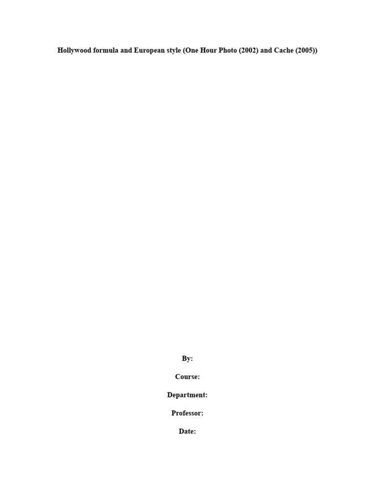 Hollywood Formula and European Style - Screen Writing | PDF | Narrative ...