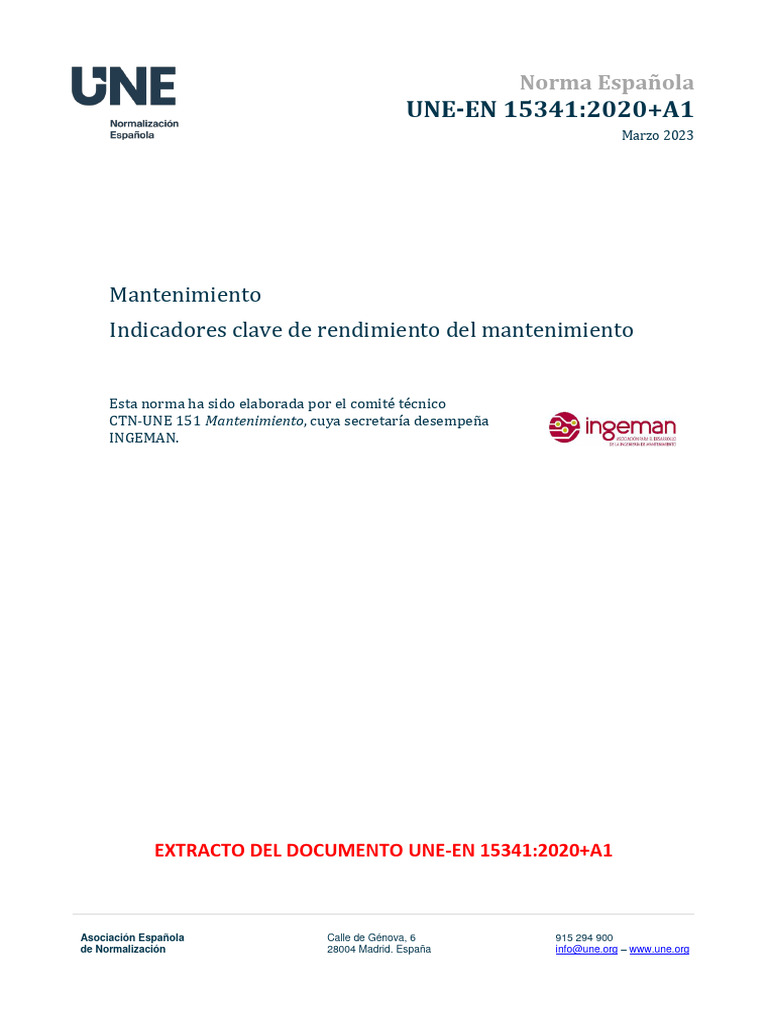 Norma UNE en 15341 | PDF