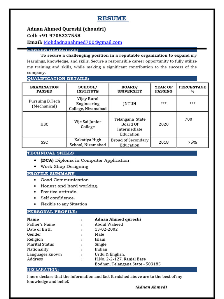 Adnan Resume Pdf 