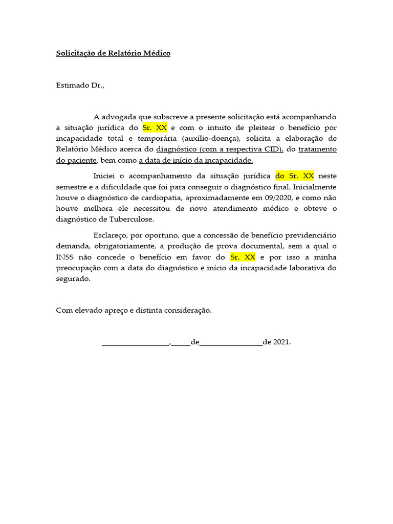 Solicitação de Relatório Médico | PDF