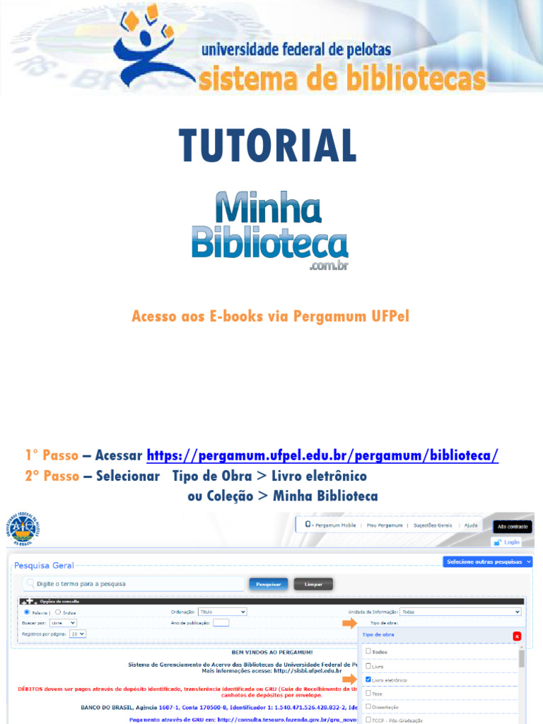 TUTORIAL Acesso MB Via Pergamum | PDF | Bibliotecas | Science