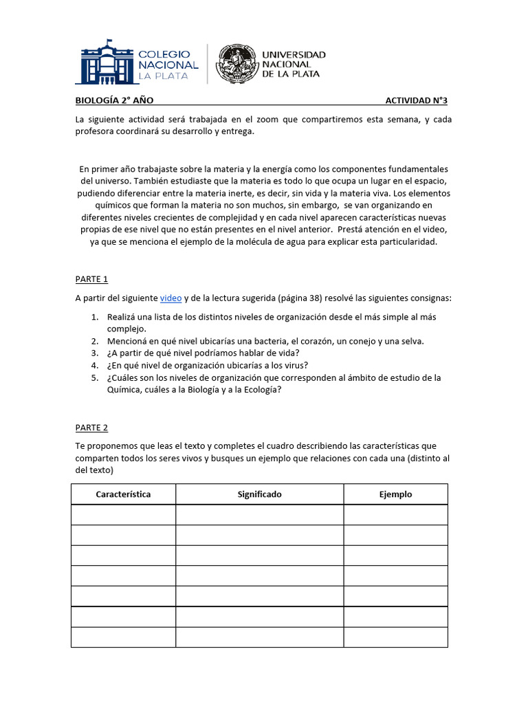 Biología 2do - Act 3 | PDF | Biología | Importar