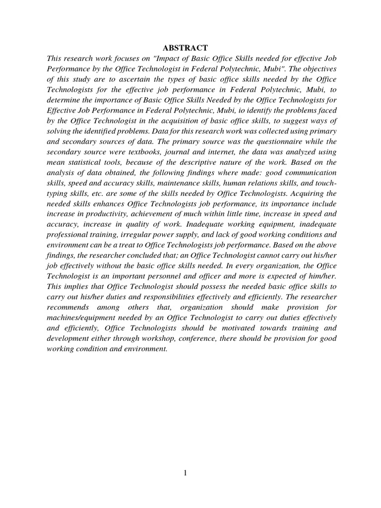 Office Skills Impact on Technologists | PDF | Learning | Word Processor
