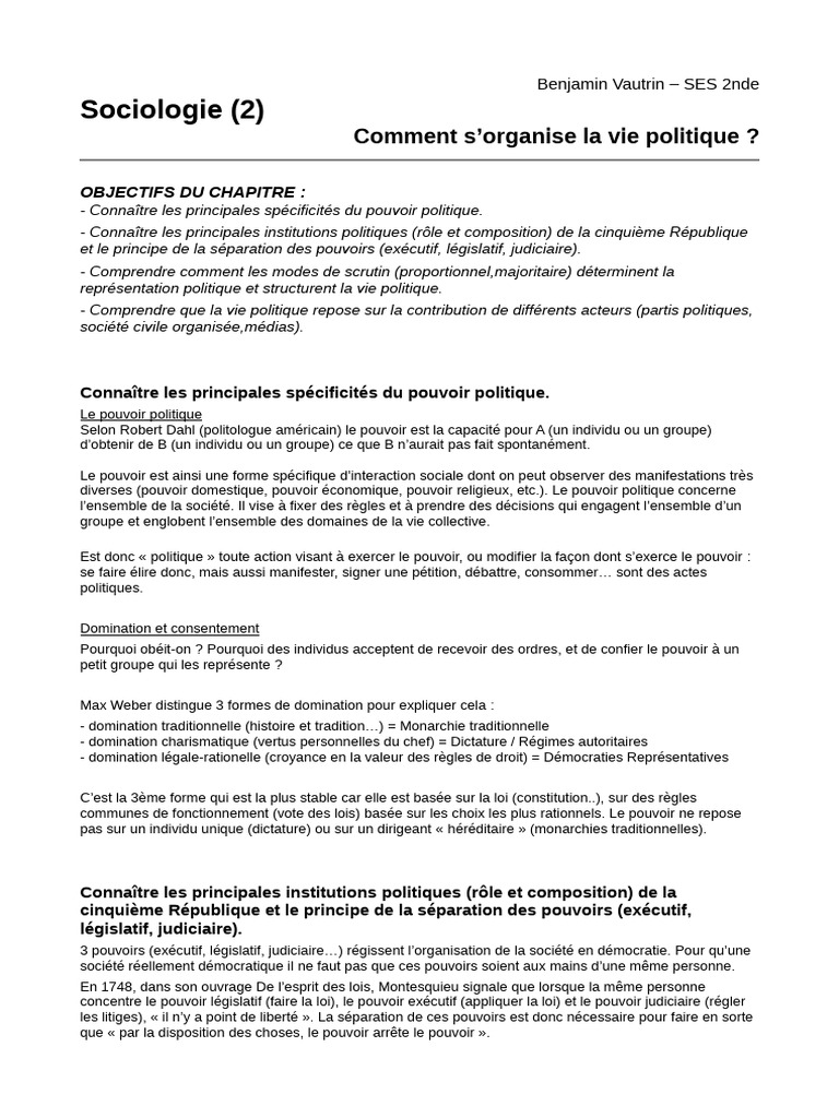 2S2 Synthèse | PDF | Scrutin uninominal majoritaire à deux tours ...